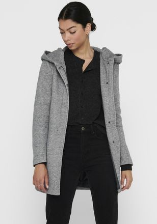 Only Kurzmantel ONLY ONLSEDONA LIGHT COAT OTW NOOS, Damen, Gr. XS, grau (light grau melange), Web, Obermaterial: 85% Polyester, 15% Baumwolle. Futter: 100%
