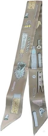 Generic &Eacute;charpe europ&eacute;enne pour femme, petite fleur cass&eacute;e, accessoire en soie, bleu marine, 90X5CM