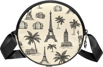 Generic Sac &agrave; bandouli&egrave;re Circle pour femme, petit sac &agrave; bandouli&egrave;re avec fermeture &eacute;clair, bretelles r&eacute;glables, sac &agrave; main rond d&eacute;contract&eacute; pour femmes et fi