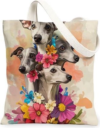 Generic Sac fourre-tout en toile motif l&eacute;vrier printanier pour le shopping, 33 x 38,1 cm, sac d&eacute;picerie r&eacute;utilisable &agrave; motif floral amusant pour femme, peintu