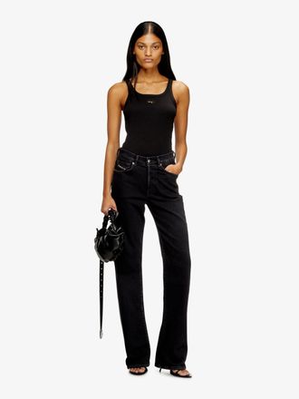 Diesel Womens Tank Top T-Wife-Od Ribbed Cotton Black T-Shirts & Jerseys