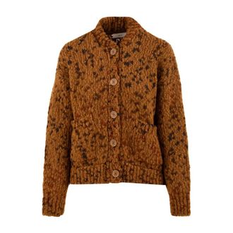 Akep Femme, Pulls, Brun, Taille: 40 FR Veste en Tricot avec Grandes Poches