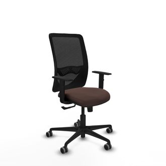 Piqueras y Crespo Leiser Stuhl mit Rollen Zulema mit 1D-Armen, h&ouml;henverstellbare Lendenwirbelst&uuml;tze, ausgestattet mit Sincro 3 Positionen und Schneideschaum, Schwarz/Du