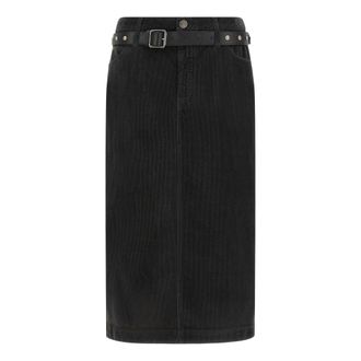 Pinko Pinko, Femme, Jupes, Noir, Taille: 38 FR Jupe Midi Droite en Velours C&ocirc;tel&eacute;