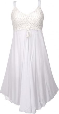 Guru Shop Boho Minikleid, Häkelkleid, Sommerkleid, Strandkleid - Weiß, Damen, Synthetisch