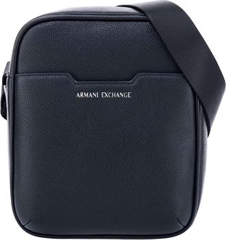 A|X Armani Exchange Mens Alex, embossed logo, silver zip Black