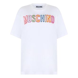 Moschino Modernes Grafik-T-Shirt - - Tops - Damen - Wei&szlig; - M