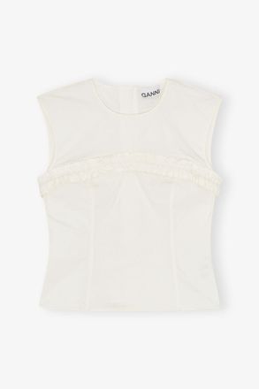 Ganni Blouse corset en coton stretch d&eacute;lav&eacute; blanc cass&eacute; - Taille 36 - Pour Femme