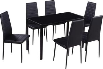 vidaXL Ensemble de table &agrave; manger sept pi&egrave;ces noir Vidaxl