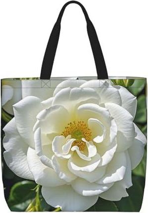 Generic Roses Blanche Sac Fourre-Tout L&eacute;ger Sacs De Courses Grand Sac Fourre Tout Pour Gym Travail Voyage