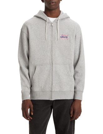 Levi's Herren Relaxed Graphic Sweatshirt mit Reißverschluss High Peaks Crew Sugar Swizzle (Grau) S