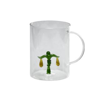 Cristalica Trinkglas, Trinkbecher mit Henkel und Sternzeichen, Handarbeit (WAAGE)