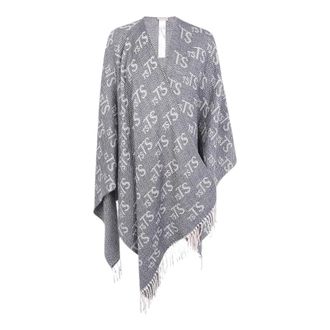 Twinset Jacq Chevronne Poncho - - Jackets - Damen - Grau - ONE SIZE