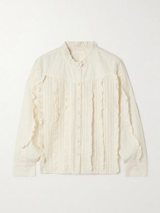 Mother Blouse En Voile De Coton &Agrave; Plis Nervures Et &Agrave; Volants The Shakespeare In The Park - Blanc cass&eacute;