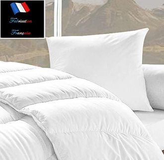 douce nuit Couette blanche 450GR/M² FABRICATION FRANCAISE (1 place) 140 x 200 + Oreiller 60 x 60 cm