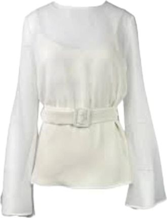 P.A.R.O.S.H. P.a.r.o.s.h., Femme, Blouses et Chemises, Blanc, Taille: 36 FR Blouse &agrave; effet transparent avec ceinture