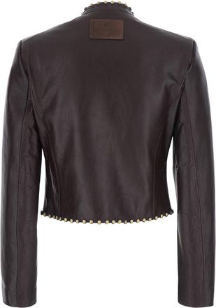 Etro Studded Leather Jacket - Brown