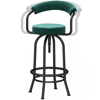 Generic Drehbarer Barhocker aus Samt mit R&uuml;ckenlehne, gepolsterter Barstuhl, um 360&deg; drehbare Barhocker in Tresenh&ouml;he f&uuml;r K&uuml;chentheke, Hausbar, Esszimmer