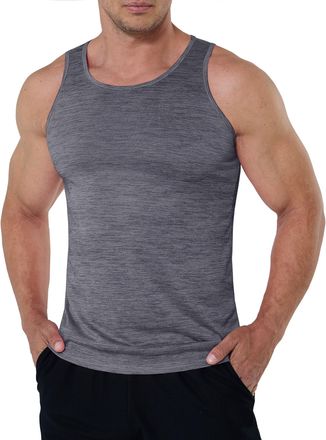 KEFITEVD Tshirt Herren Sport Tank Top Atmungsaktiv Funktionsshirt Muskelshirts Laufshirt Fitness Gym Activewear Dunkelgrau XXL