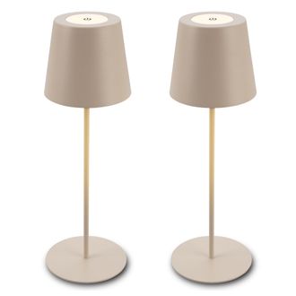 Briloner 2er-Set LED Tischlampen kabellos mit Touch, dimmbar in Stufen, h&ouml;henverstellbar, Nachttischlampe, Leselampe, Campinglampe, Tischleuchte, Akku Lampe, O