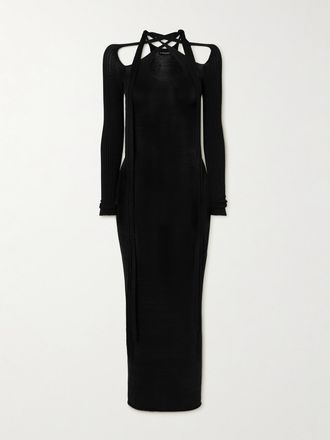 Y / Project Maxikleid Aus Stretch-strick Zum Binden - Schwarz