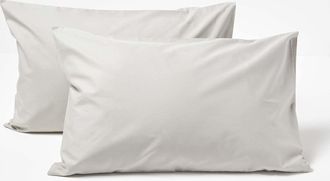 Homescapes 2er-Set Kinder-Kissenbez&uuml;ge 40x60 cm Silbergrau, Perkal Kissenh&uuml;llen 100% &auml;gyptische Baumwolle, Fadendichte 200