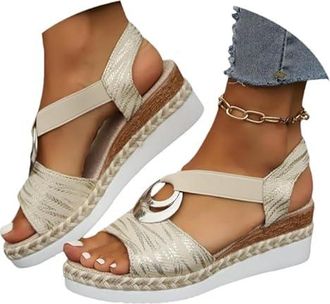 Generic Sandales avec soutien de la vo&ucirc;te plantaire pour femme, sandales orthop&eacute;diques confortables &agrave; plateforme compens&eacute;e, chaussures d&eacute;t&eacute; &agrave; bout ouvert et s