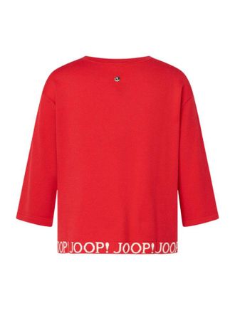 Joop Langarmshirt rot,Casual,Viskose,Logoprint,Rundhals,Lang,Regular Fit