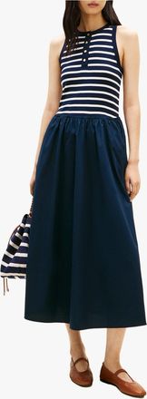 Tommy Hilfiger Robe midi ray&eacute;e en coton m&eacute;lang&eacute;