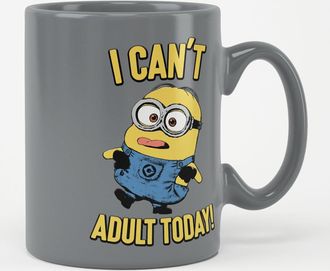 MINIONS Offizielles Lizenzprodukt Despicable Me - I Cant Adult Today! Kaffeebecher (Sturmgrau)