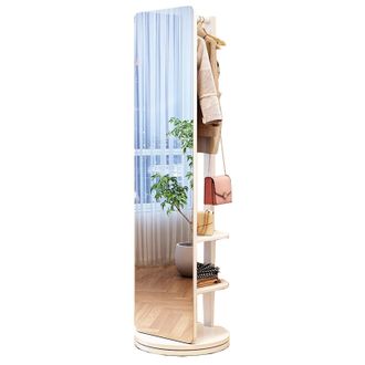 Generic Spiegel Standspiegel Schminkspiegel Verzerrungsfreie Reflexion Tiefer Rahmen f&uuml;r Schlafzimmer Wohnzimmer Badezimmer(White)