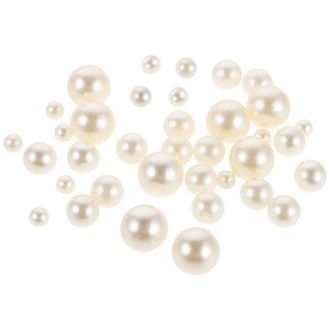 NUOBESTY 500 St&uuml;ck Elfenbeinfarbene Kunstperlen ohne Loch Runde Vasenf&uuml;llperlen 6/10/14mm f&uuml;r Schwimmkerzen Tischdeko Hochzeits und Geburtstagsfeiern