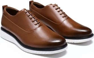 AlltheMen Chaussure Homme Cuir Casual Classique Oxfords à Lacets Entreprise Officiel Derby Élégantes Mariage Marron 45