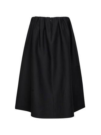 Toteme Womens Black Wool And Silk Gathered Midi Skirt
