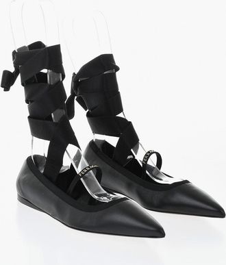 Ferragamo BALLERINA BY FERRAGAMO Schn&uuml;r-Ballerinas CARICE Aus Leder Mit Spitzem Vorderteil Und Logoband Salvatore Ferragamo