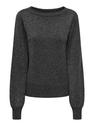 Jacqueline de Yong JdY Damen Jdyrue Glitter L/S Boat Pullove KNT Noos, Black, XL