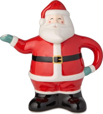 Certified International Weihnachtskanne mit Weihnachtsmann-Design, 680 ml, Keramik, 3D-Teekanne mit fr&ouml;hlichem Weihnachtsmann-Design, festliches Serviergeschirr f&uuml;r Tee, Kaka