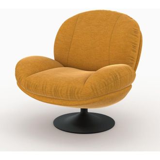 Rendez-Vous Déco Rendez-vous Déco - Fauteuil pivotant en tissu effet velours jaune moutarde - ricci