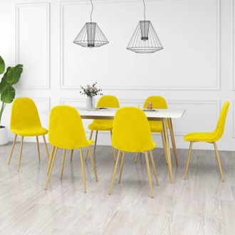 vidaXL Vidaxl - Chaises &agrave; manger lot de 6 Jaune moutarde Velours