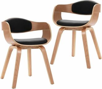 vidaXL Vidaxl - Chaises &agrave; manger lot de 2 bois courb&eacute; et similicuir