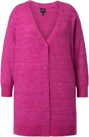 Ulla Popken Strickjacke Strickjacke Boxy Fit V-Ausschnitt Knopfleiste