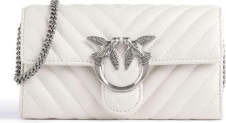Pinko LOVE ONE WALLET C SHEEP NAPPA, Damen LOVE ONE WALLET C SCHAFNAPPA, Z14O_BIANCO SETA-OLD SILVER