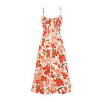 Zimmermann Femme, Robes, Rouge, Taille: 38 FR Robe Midi A-Line Imprim&eacute;e Florale