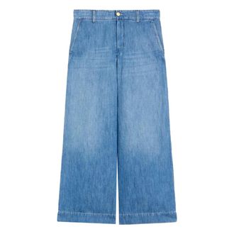 Max Mara Femme, Jeans, Bleu, Taille: 36 FR Jean en denim de coton et lin
