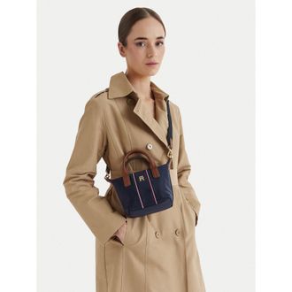 Tommy Hilfiger Handtasche Tommy Hilfiger Popette Micro Tote Corp AW0AW18552 Dunkelblau