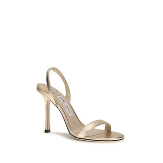 Jimmy Choo London Womens Jenn Sandal Gold Calf Leather Bos Heels