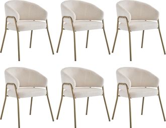 Merax Wei&szlig;er Moderner Lamm Samt Spraygold Esszimmerstuhl in Gold-Finish (6 st), Esszimmerstuhl mit Goldenen Beinen