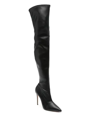 Casadei Calf Leather Pointed Toe Boot - Black