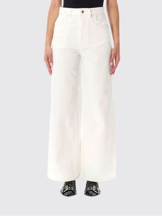 Ganni Wide-Leg-Jeans Lari mit hoher Taille aus Bio-Denim mit Spitze
