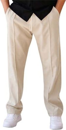 Generic Pantalon d&eacute;contract&eacute; pour homme avec cordon de serrage &eacute;lastique &agrave; la taille - Pantalon baggy l&eacute;ger et d&eacute;contract&eacute; - Pantalon d&eacute;t&eacute; - Pantalon de plage